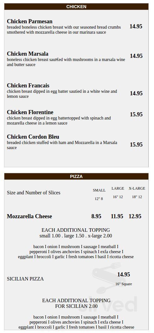 Miranda's Pizza & Restaurant menus in Southbury, Connecticut, United States