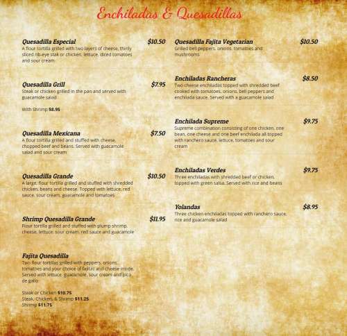 Monterrey Mexican Restaurant menu in Tucker, Georgia, USA