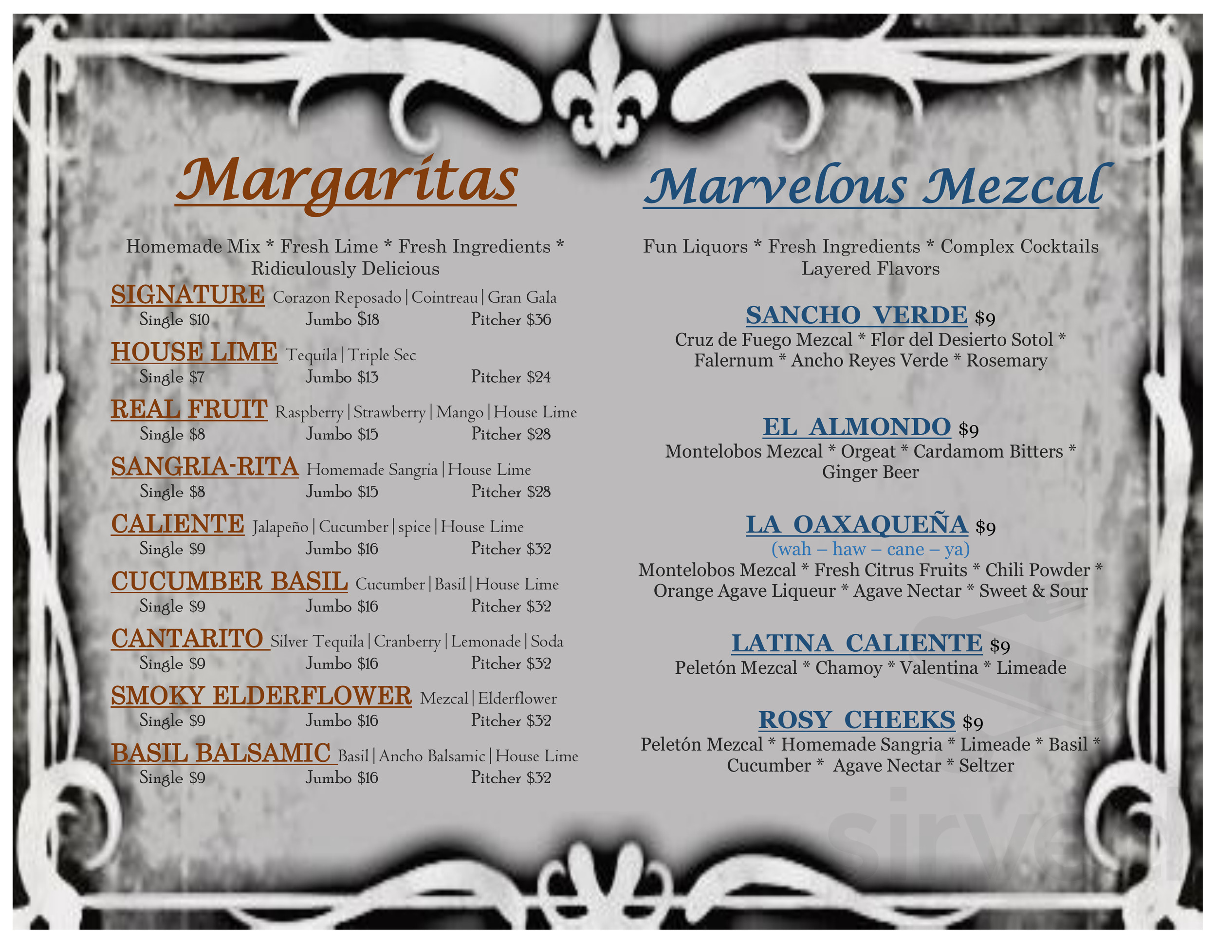 Osorio's Latin Fusion menu in Appleton, Wisconsin, USA