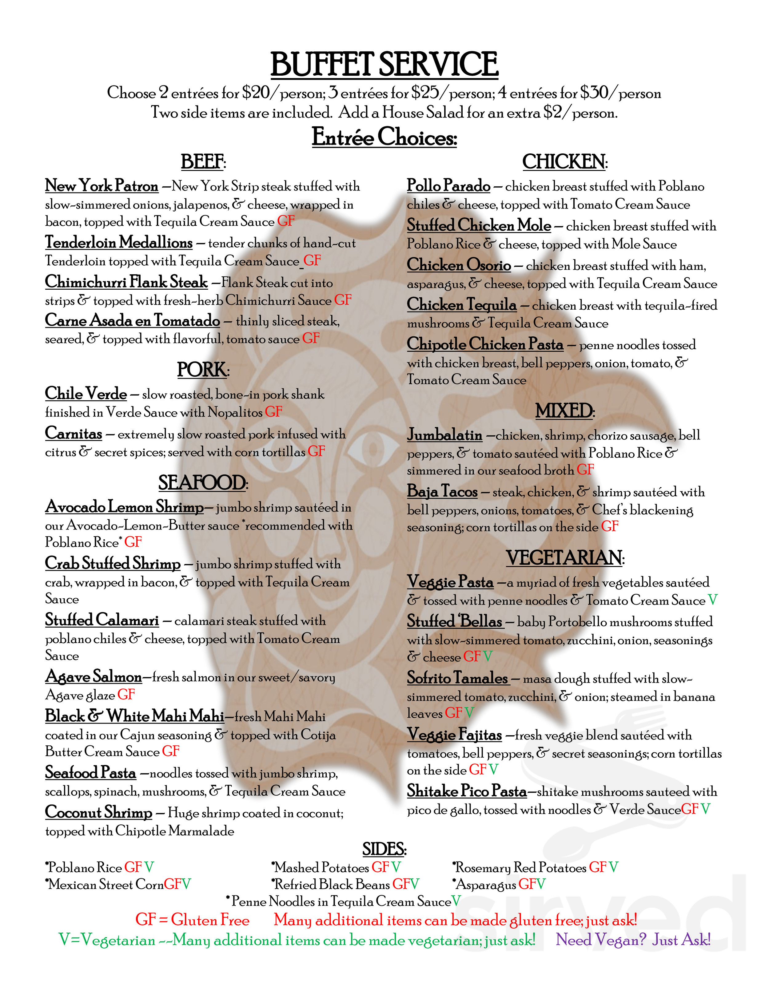 Osorio's Latin Fusion menu in Appleton, Wisconsin, USA