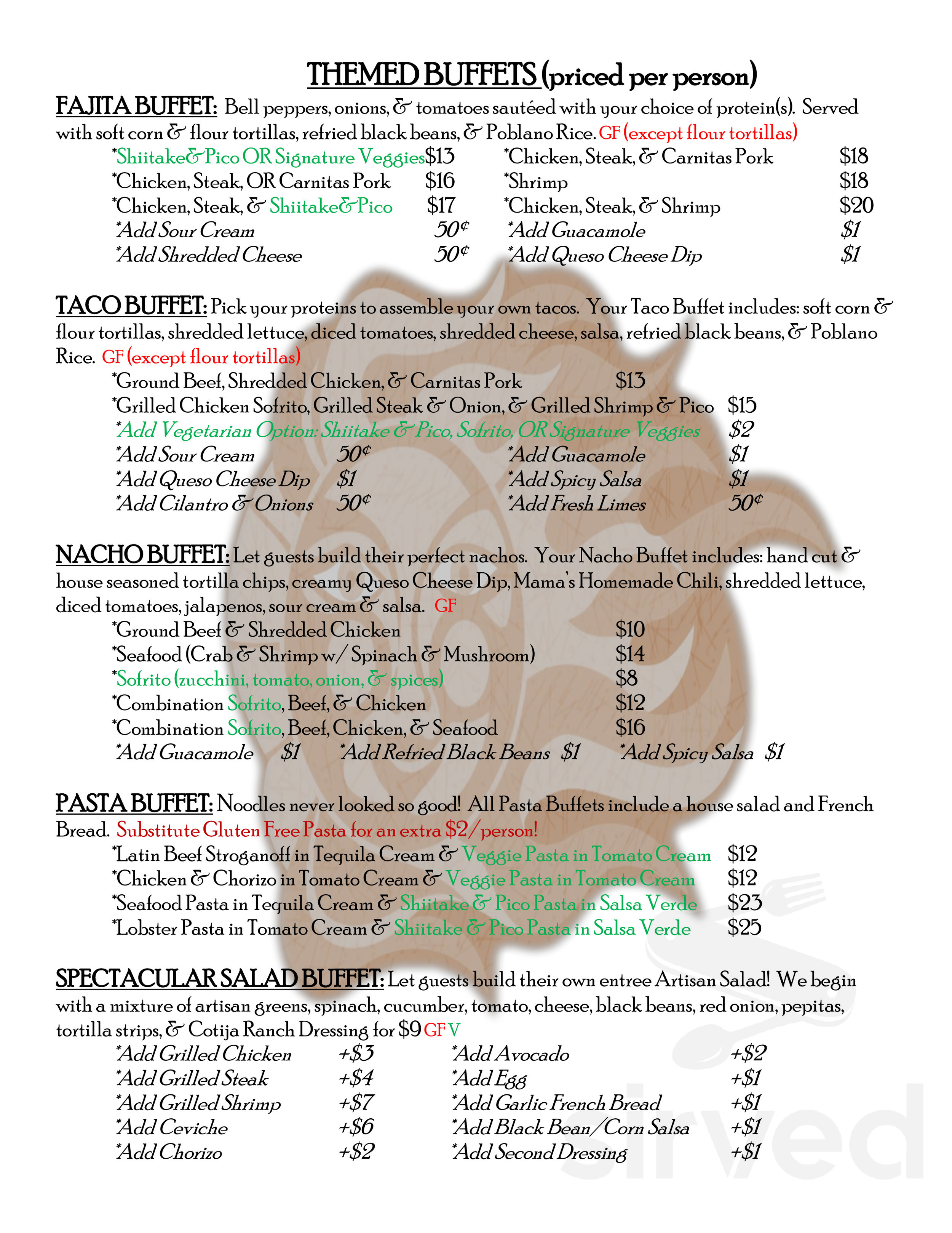 Osorio's Latin Fusion menu in Appleton, Wisconsin, USA