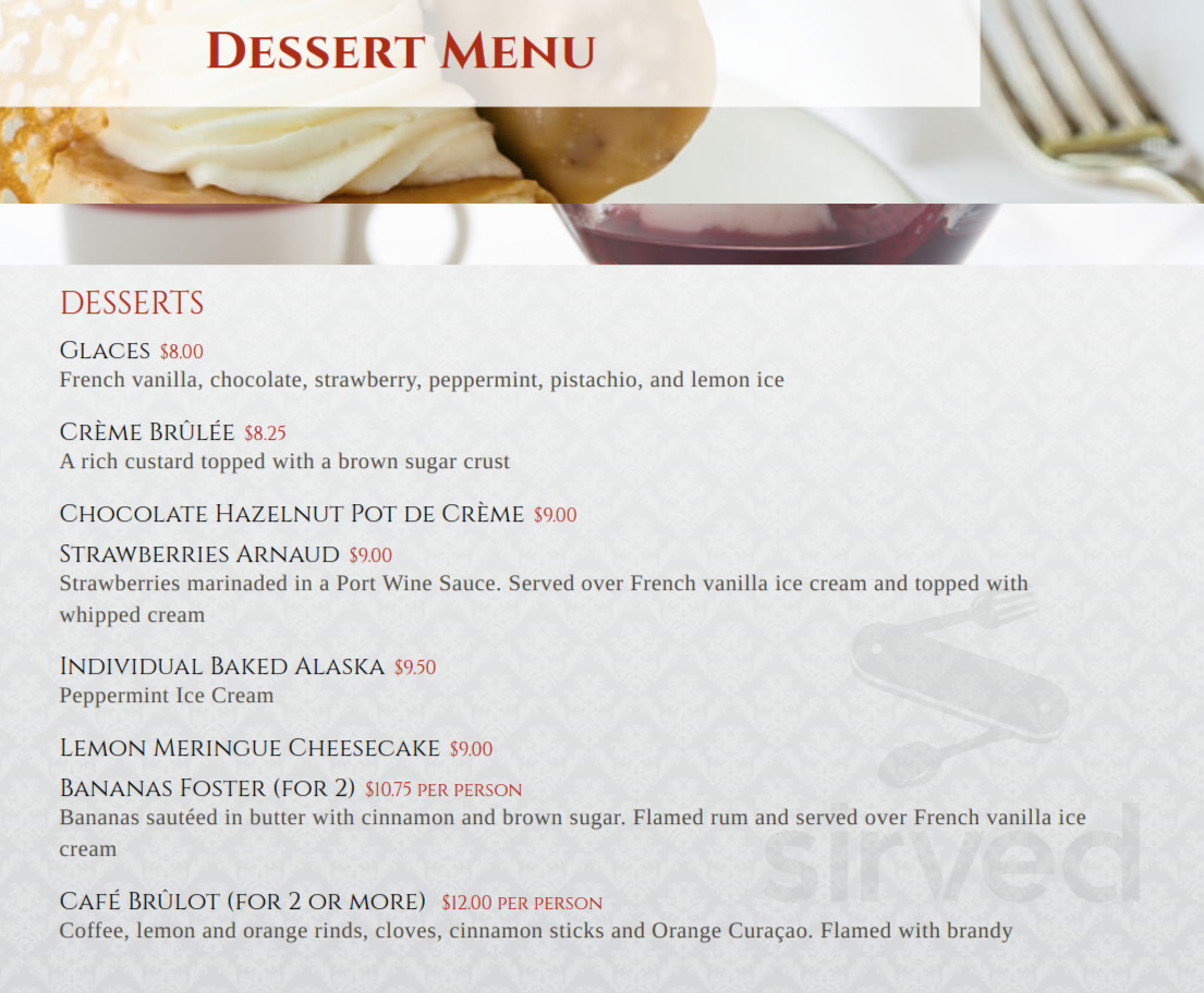 Arnaud's menu in New Orleans, Louisiana, USA