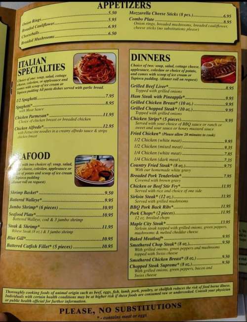 Maple City Family Restaurant menu in Monmouth, Illinois, USA