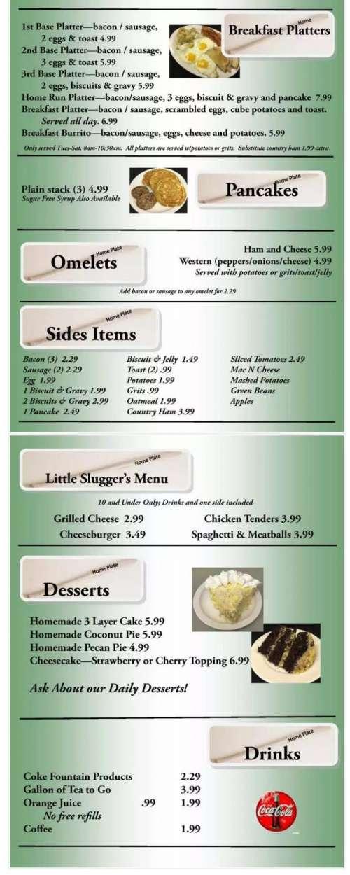 Home Plate Restaurant menu in Brandenburg, Kentucky, USA