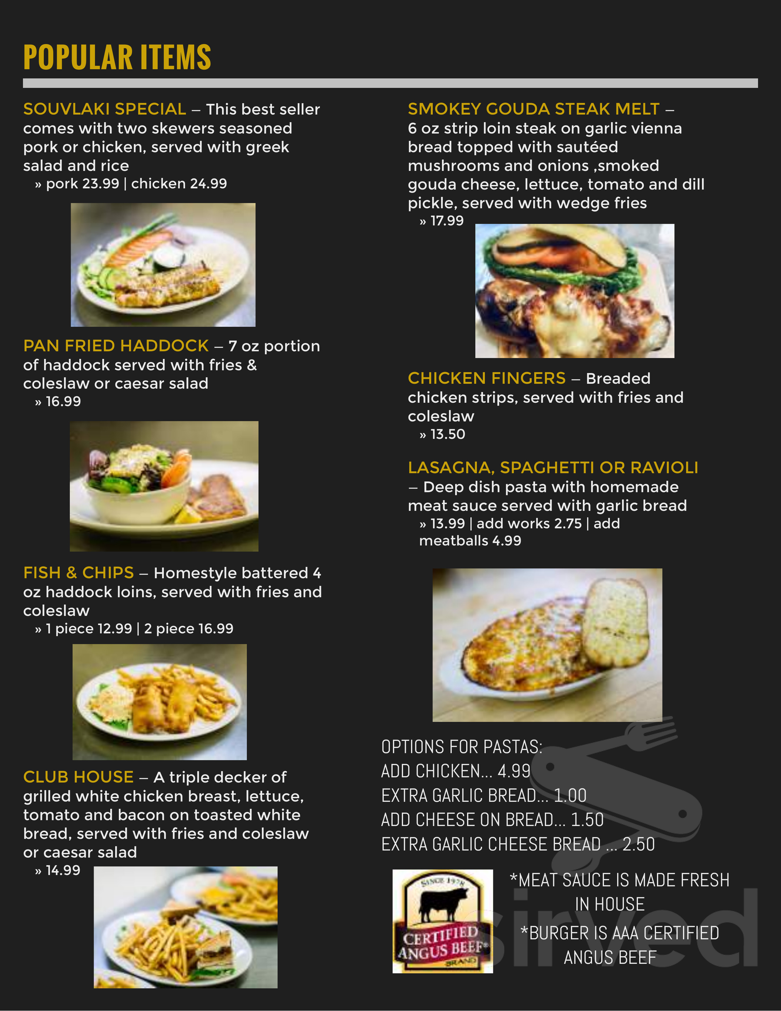 Menu - Stellarton NS's Sam's Pizza | Sirved