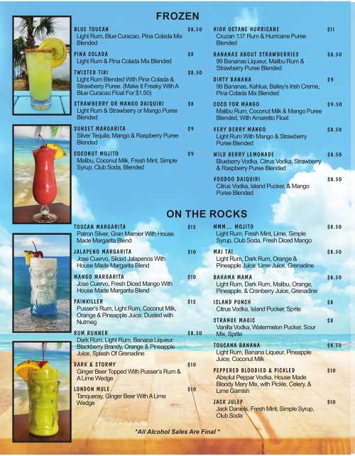 Toucan's Lakefront menu in Mooresville, North Carolina, USA