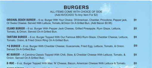Menu for Toucan's Lakefront in Mooresville, NC | Sirved