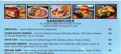 Menu for Toucan's Lakefront in Mooresville, NC | Sirved
