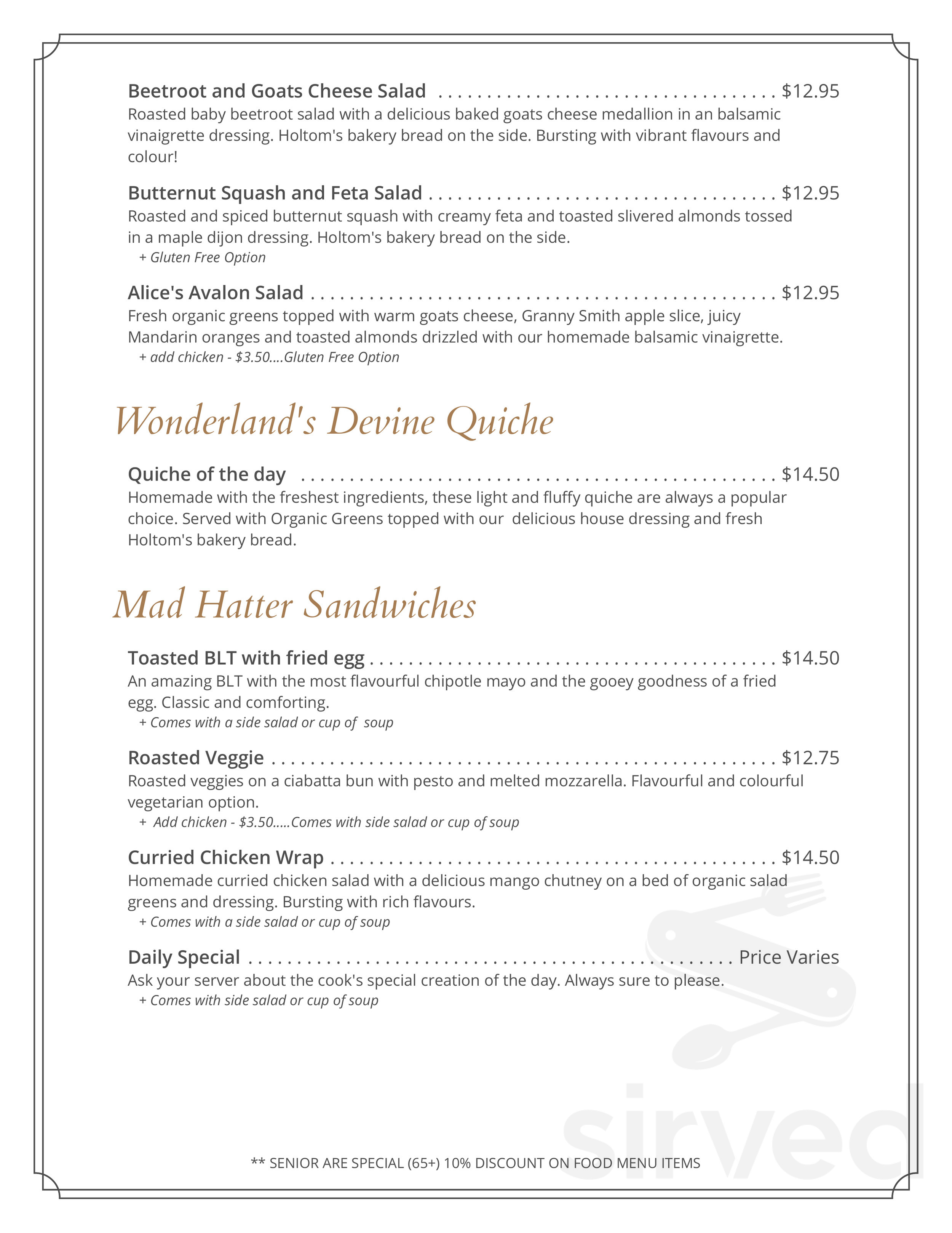 Maddie Hatter - Tea Shop & Cafe menu in Erin, Ontario, Canada