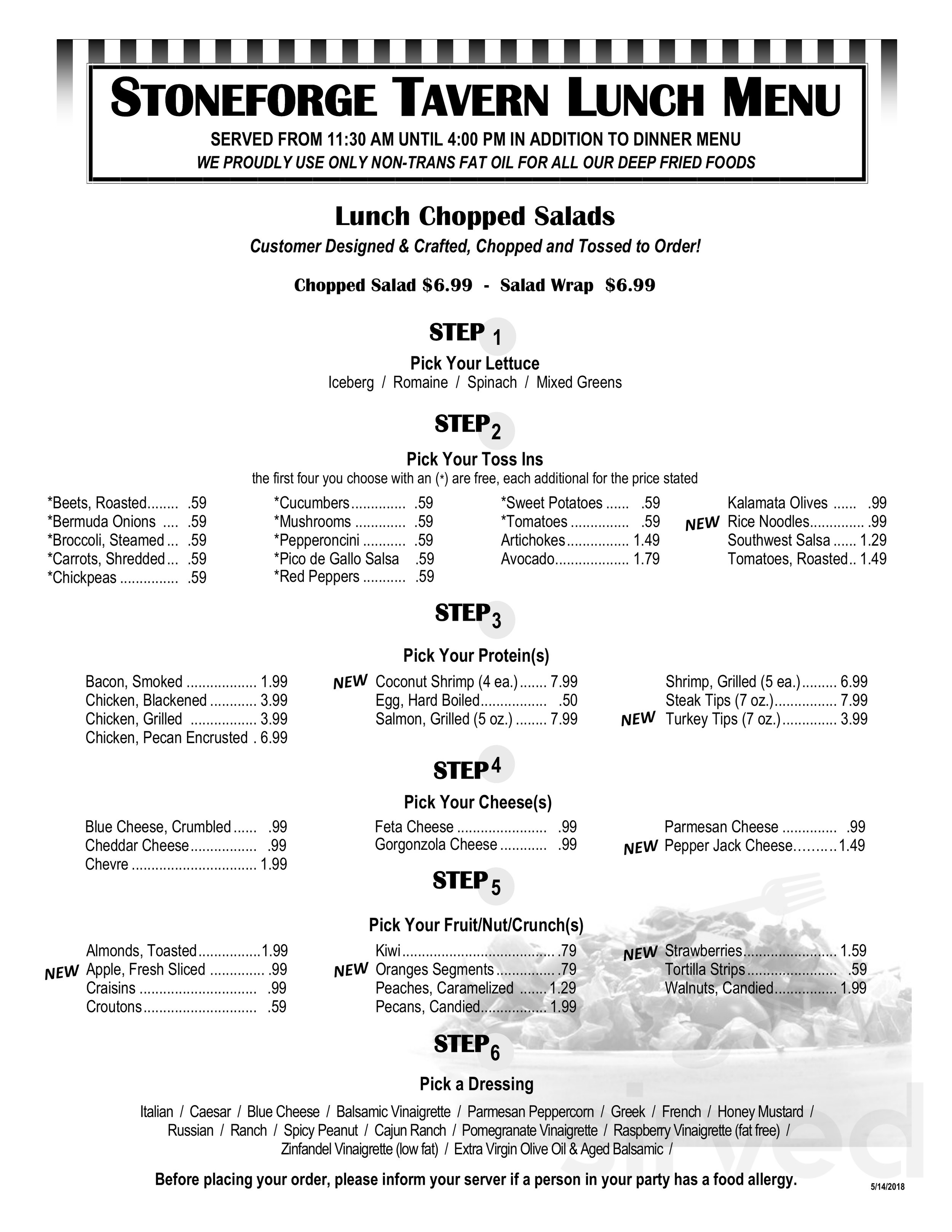 Stoneforge Tavern & Publick House menu in Raynham, Massachusetts, USA