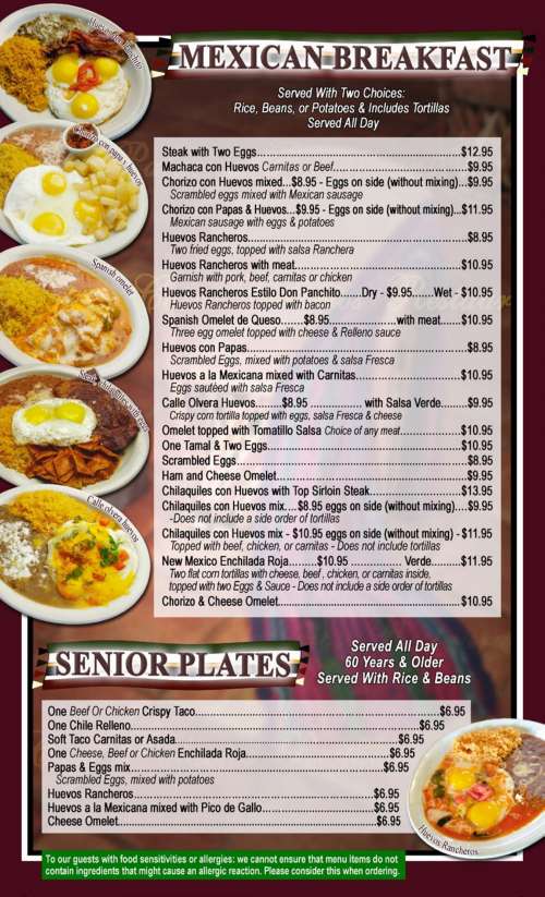 Casa Palacios menu in Beaumont, California, USA