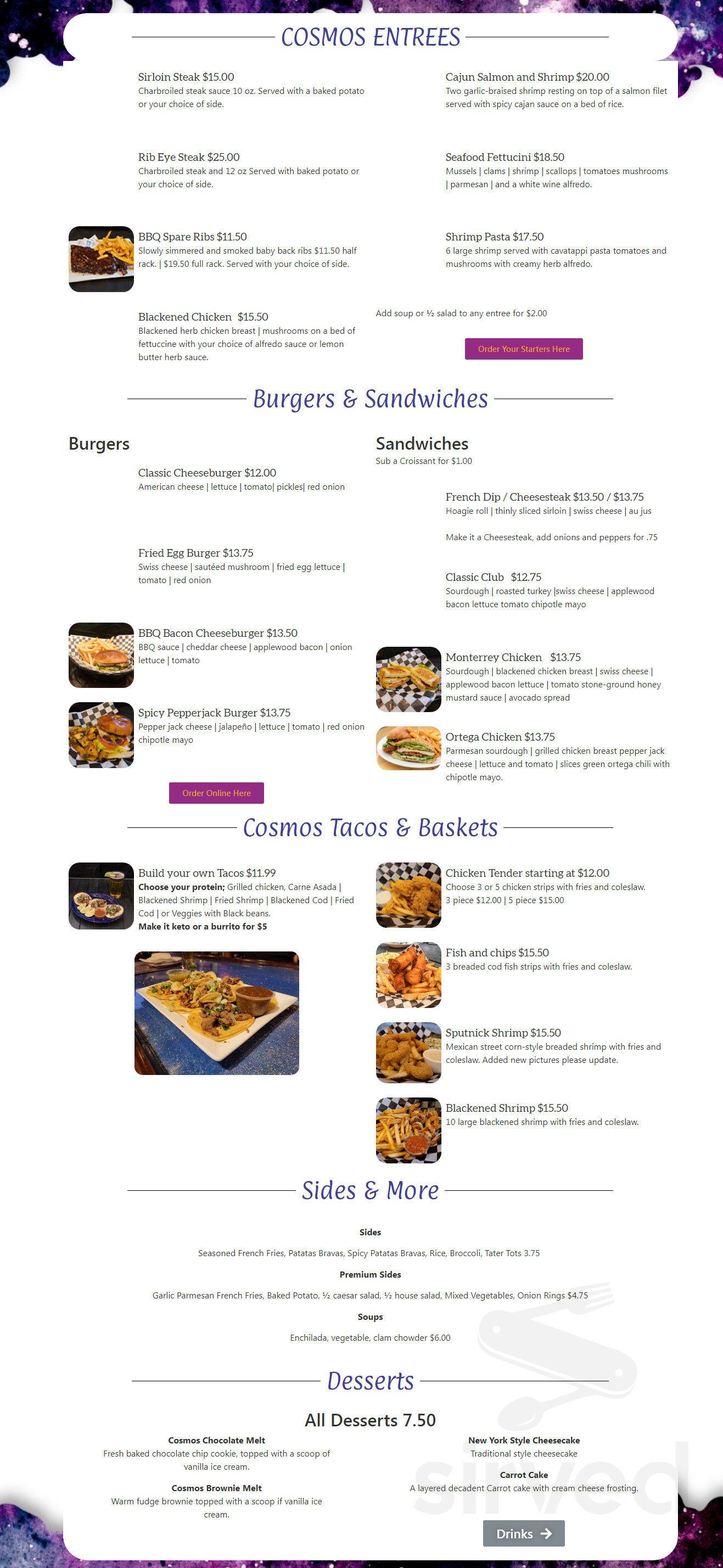 Cosmos Taverna menu in Victorville, California, USA