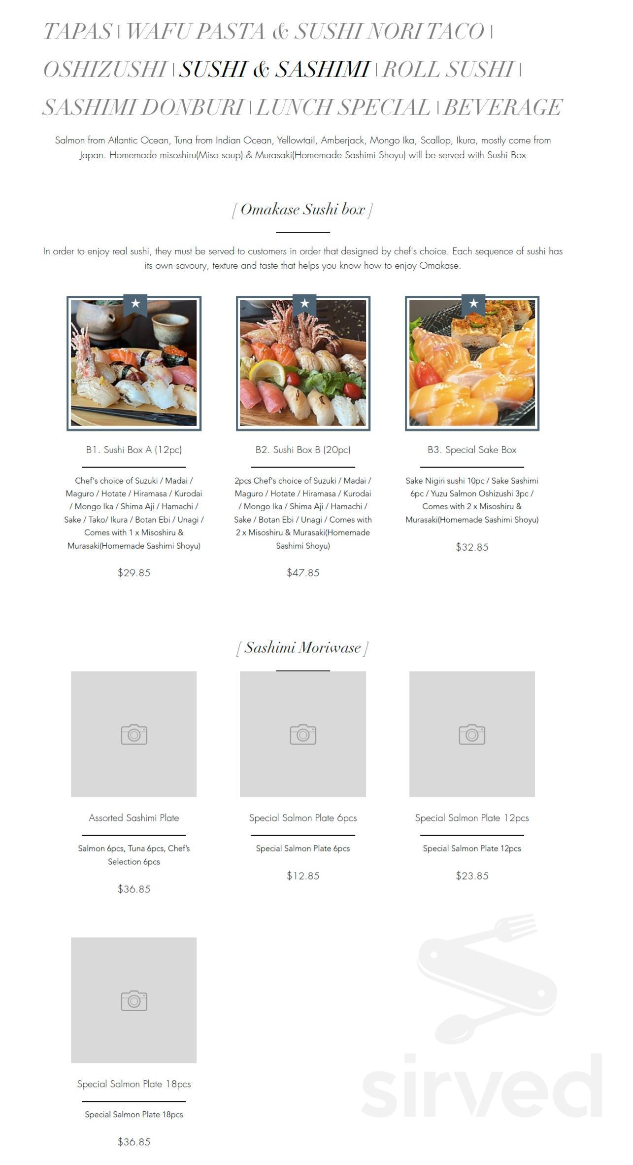 The Flying Fish menus in Richmond Hill, Ontario, Canada