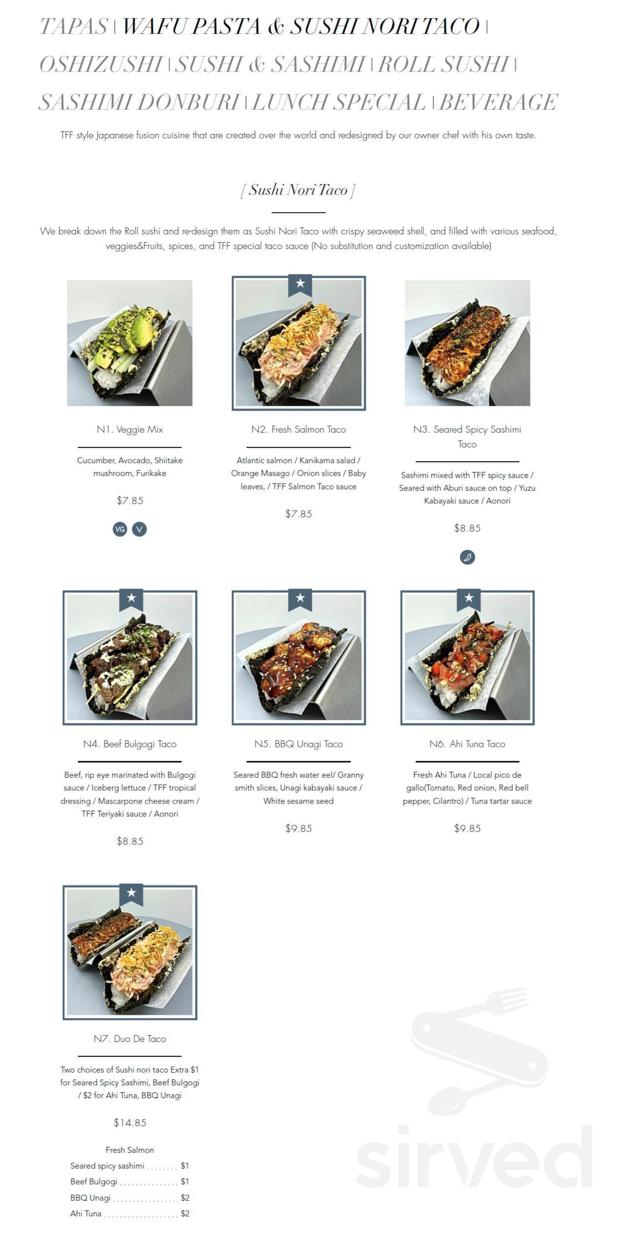 The Flying Fish menus in Richmond Hill, Ontario, Canada