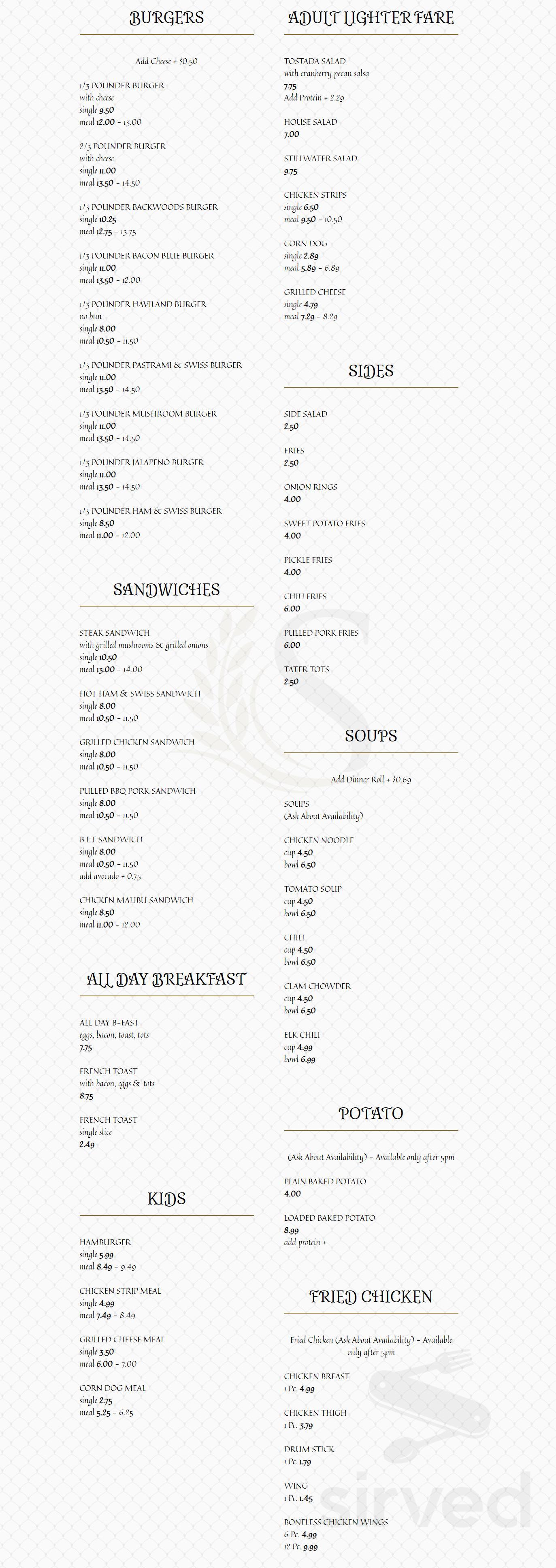 Menu - Paradise UT's Stillwater Café | Sirved