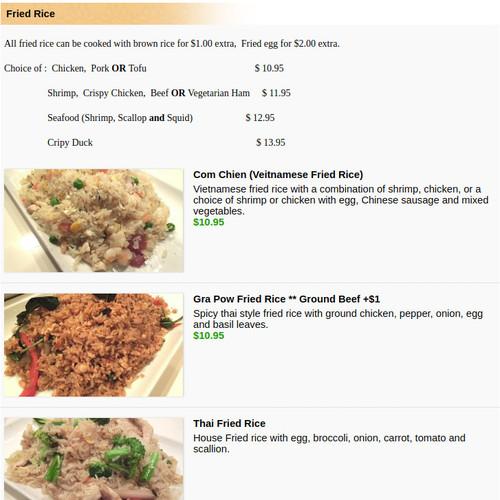 Pho Basil menu in Boston, Massachusetts, USA