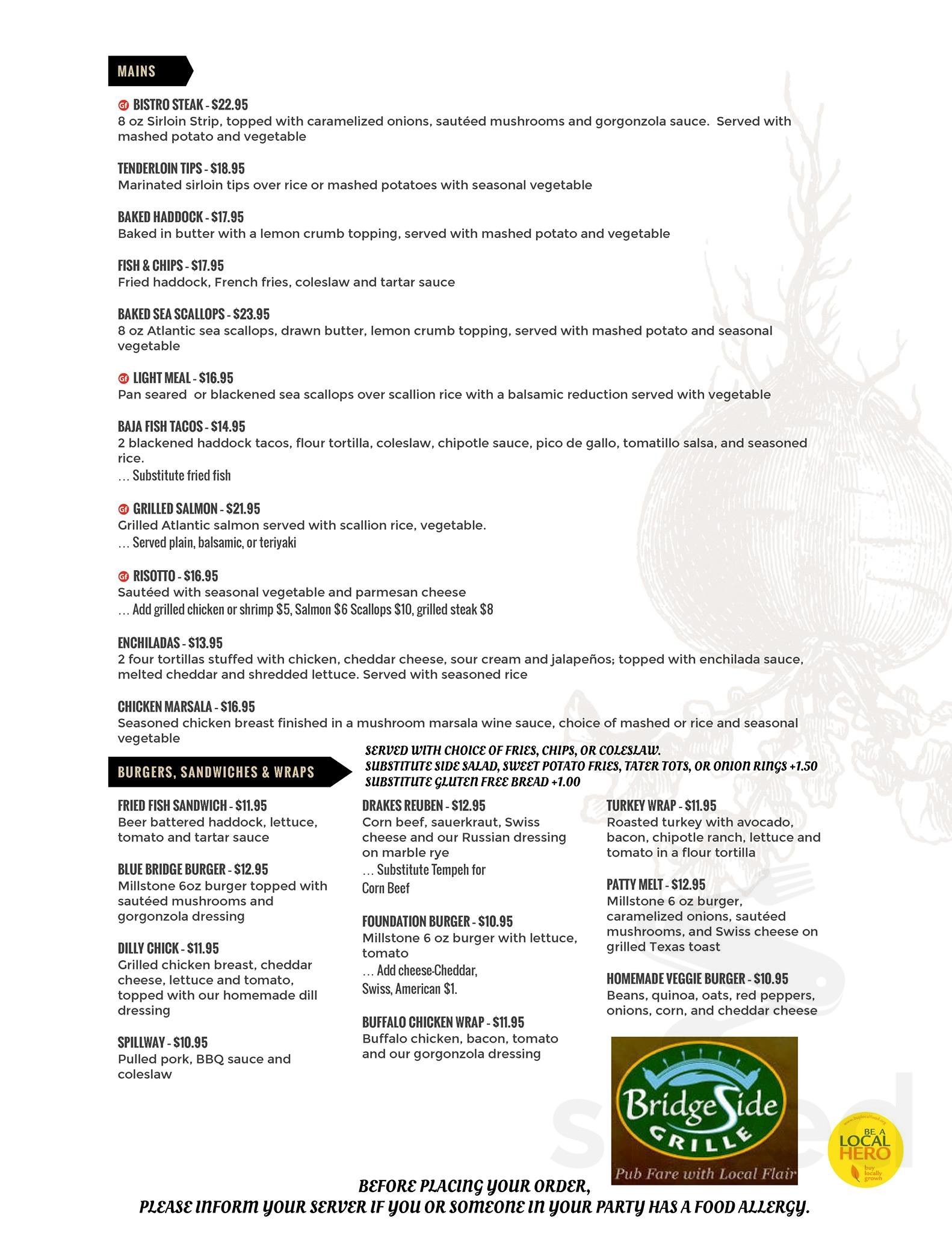 Bridgeside Grille menu in Sunderland, Massachusetts, USA