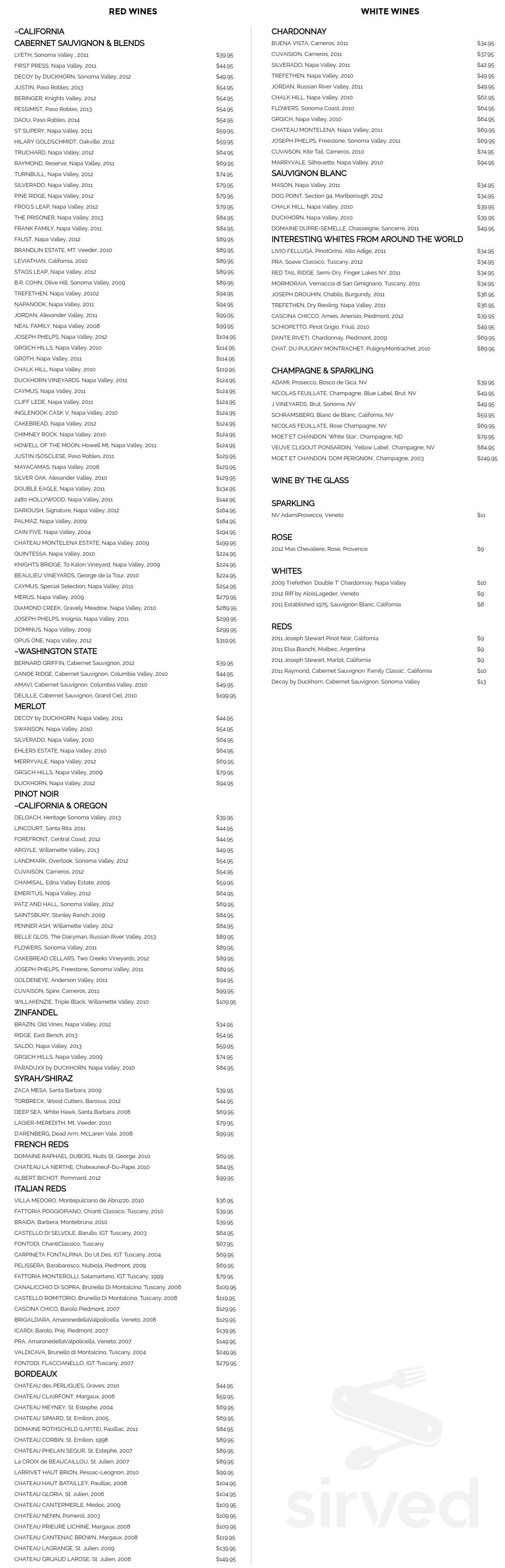Sparkill Steakhouse menu in Sparkill, New York, USA