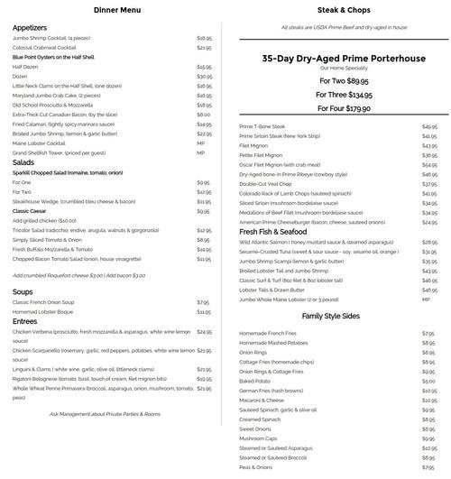 Sparkill Steakhouse menu in Sparkill, New York, USA