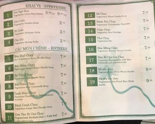 Thanh Van Restaurant menu in Falls Church, Virginia, USA