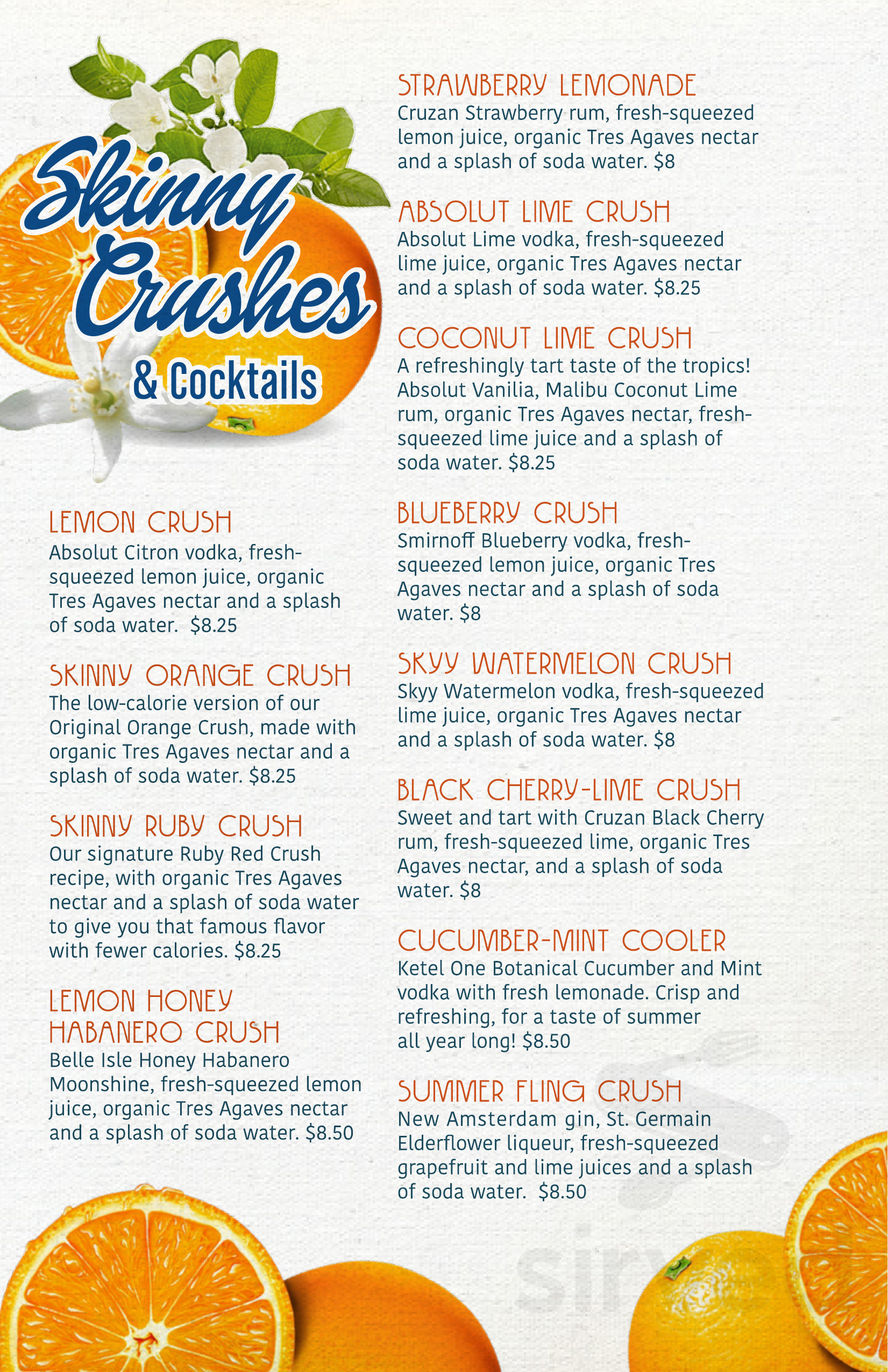 Waterman's Surfside Grille menu in Virginia Beach, Virginia, USA