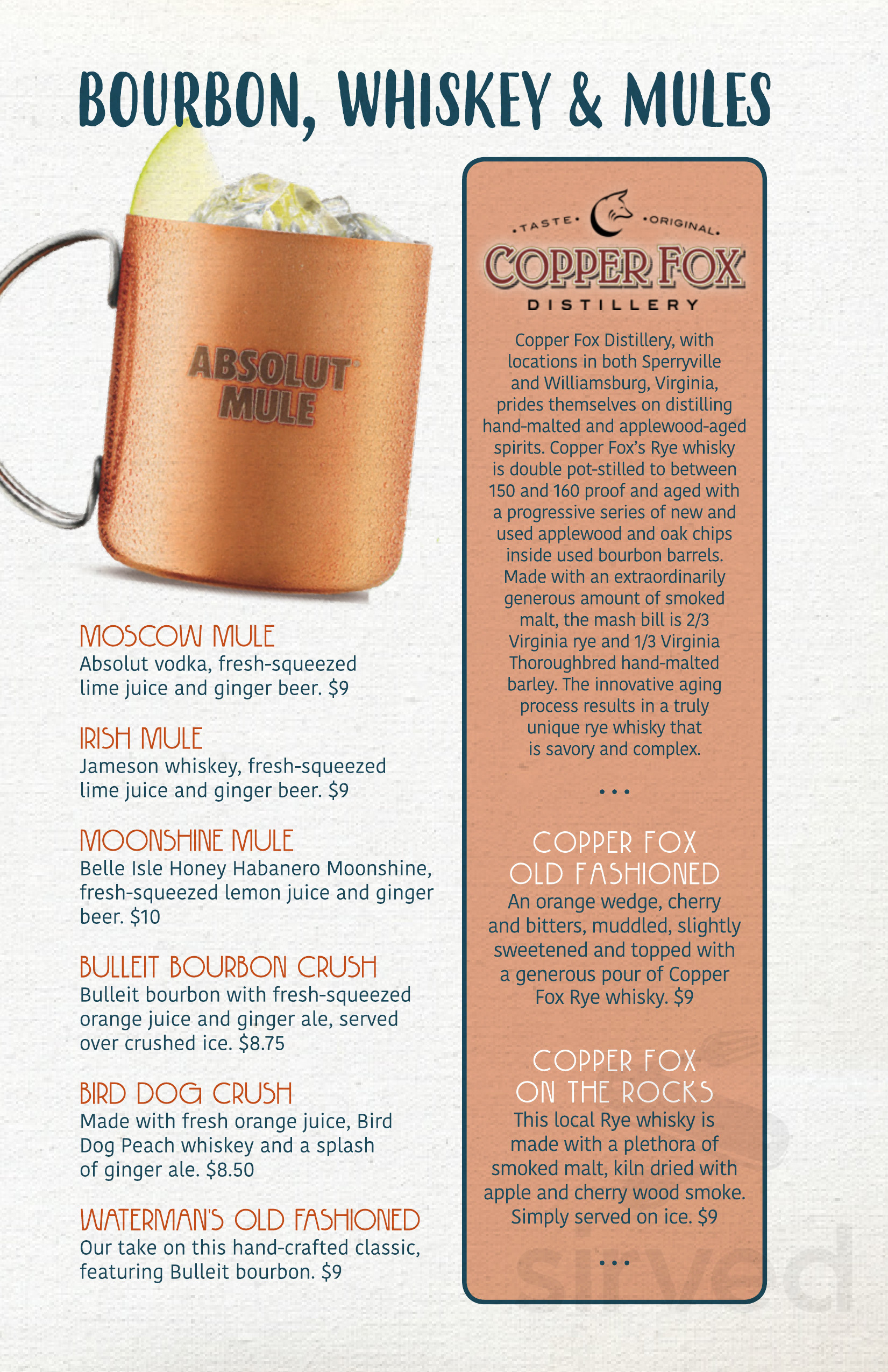 Waterman's Surfside Grille menu in Virginia Beach, Virginia, USA