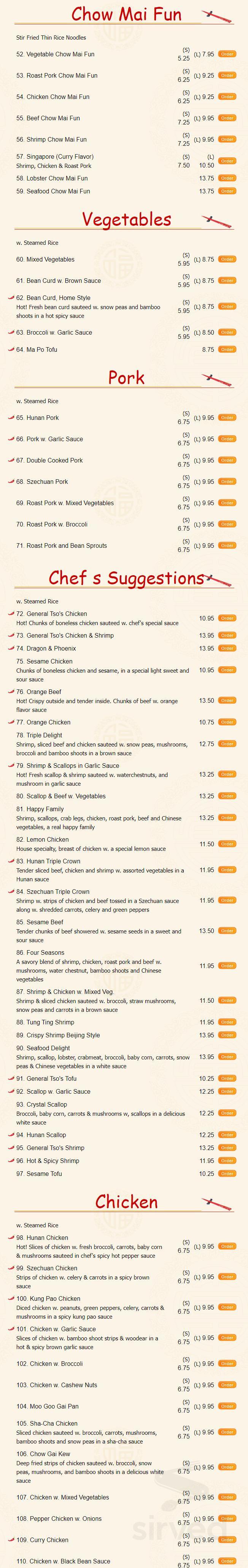 East Villa Restaurant menu in Richmond, Virginia, USA