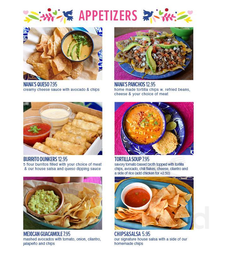 Nana's Taqueria menu in Weslaco, Texas, USA