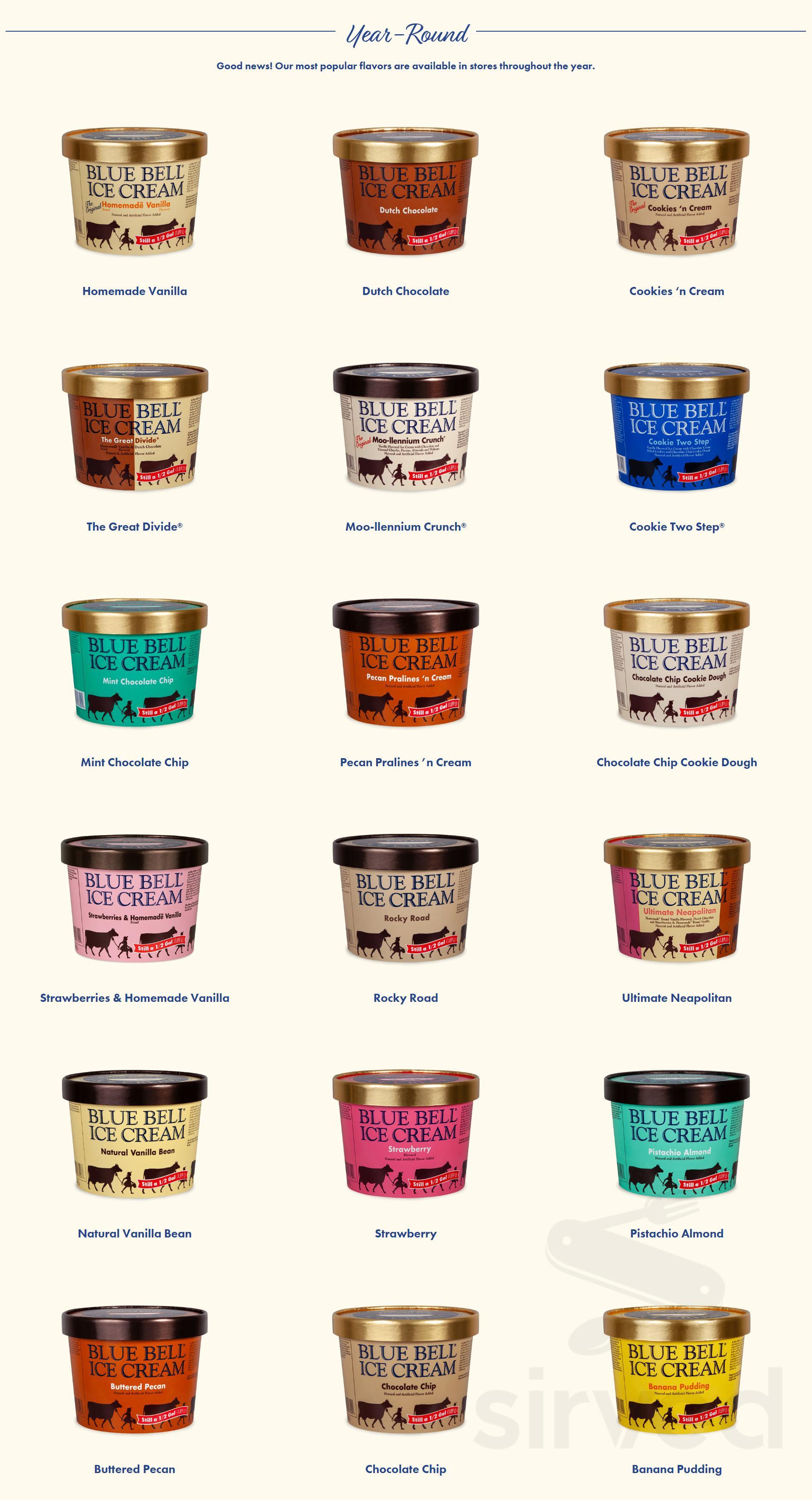 Menu - Big Spring TX's Blue Bell Creameries | Sirved