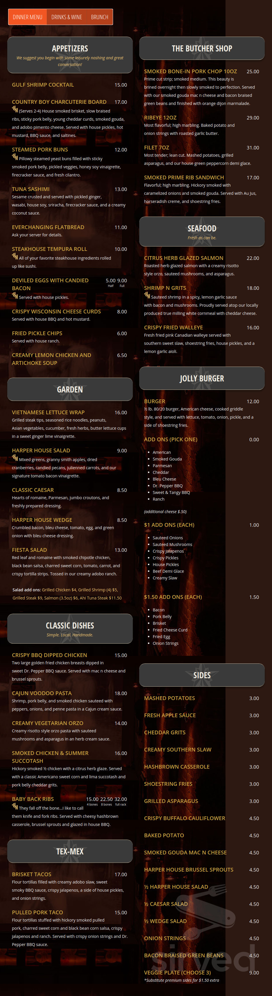 Harper House Restaurant menus in Cadiz, Kentucky, United States