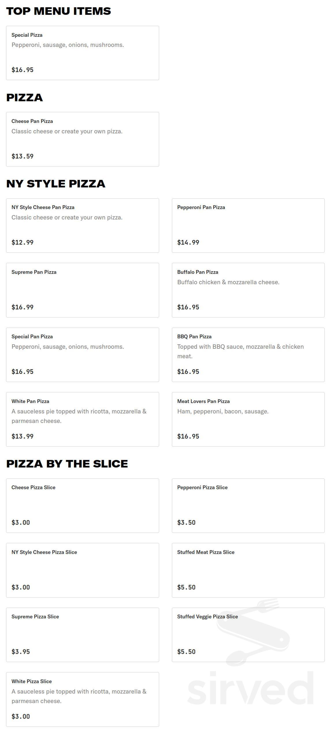Menu - Harrisburg PA's Pizza Anela | Sirved