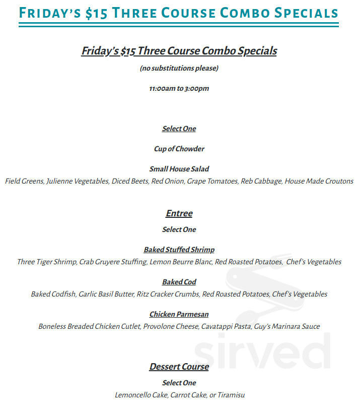 Menu for Guytanno's International Restaurant in Westerly, Rhode Island ...