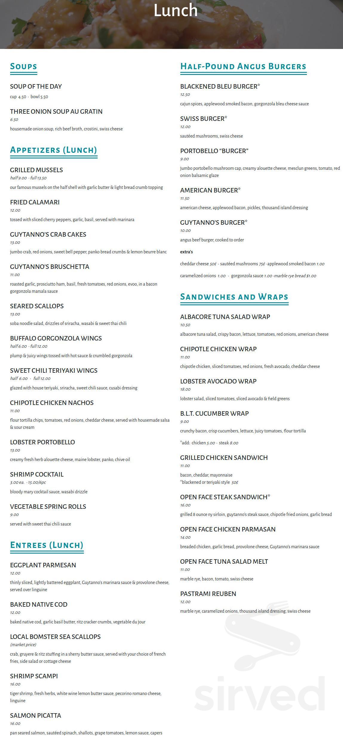 Guytanno's International Restaurant menus in Westerly, Rhode Island ...