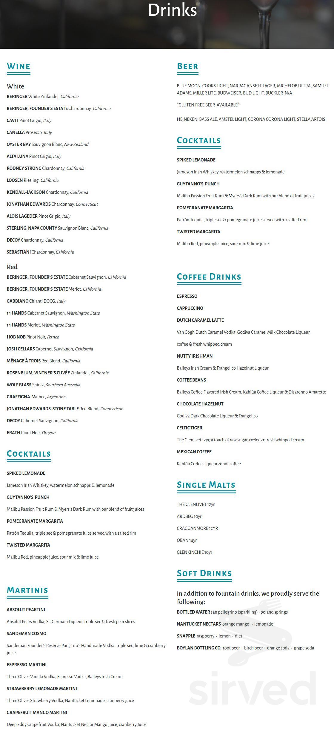 Guytanno's International Restaurant menus in Westerly, Rhode Island ...