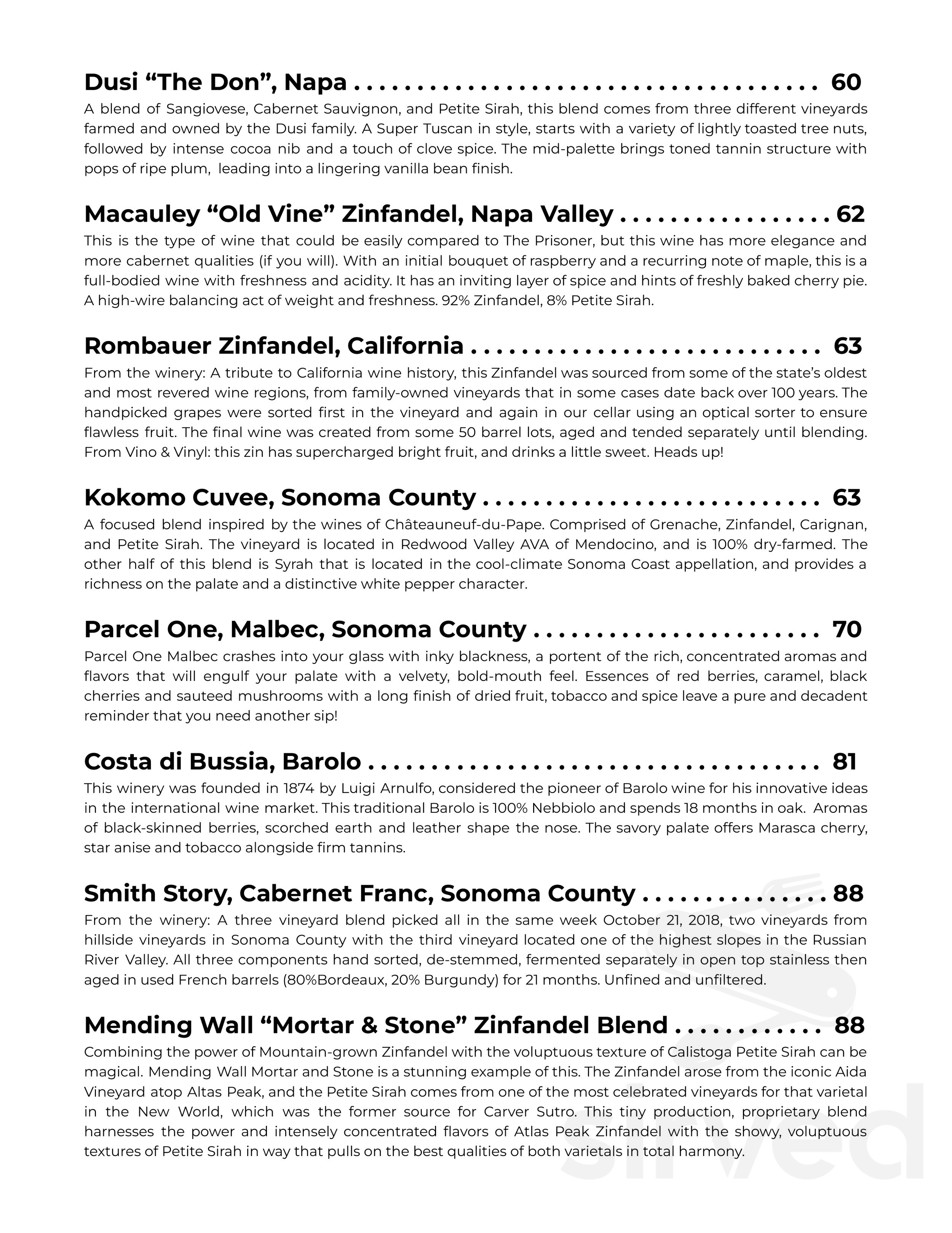 Vino & Vinyl - Supper Club menu in Sugar Land, Texas, USA