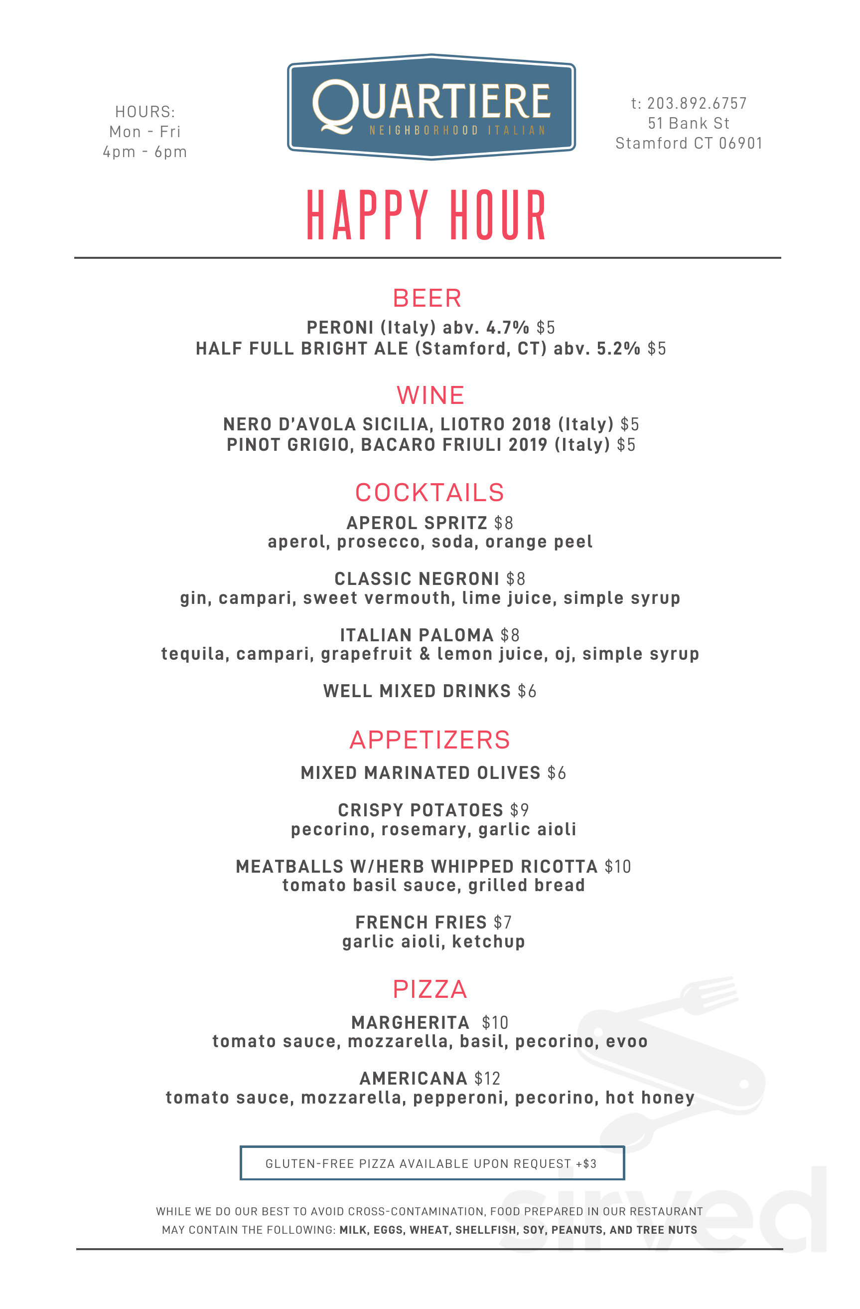 Quartiere menus in Stamford, Connecticut, United States