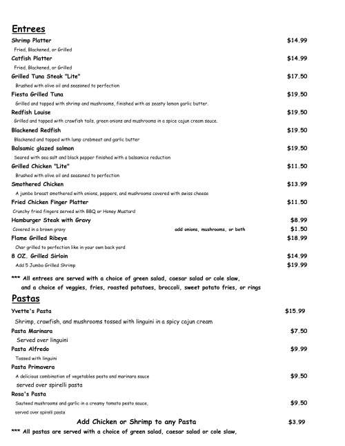 DC's Grill menu in Port Allen, Louisiana, USA