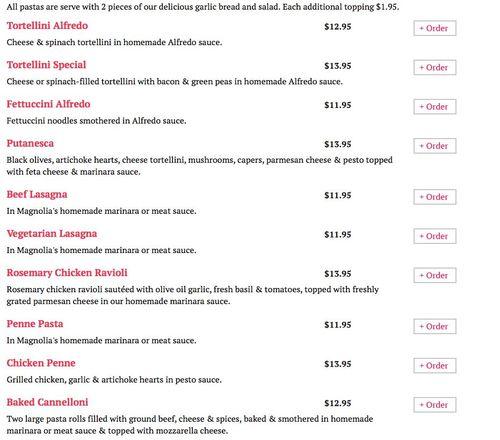 Magnolia Pizza & Pasta menu in Seattle, Washington, USA
