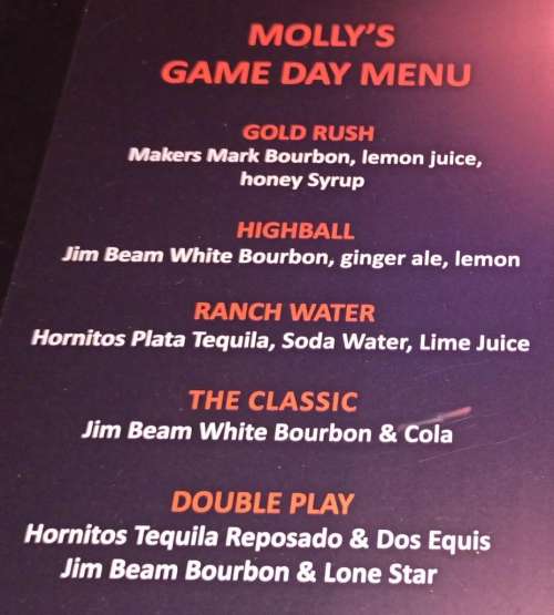 Molly's Pub menu in Houston, Texas, USA