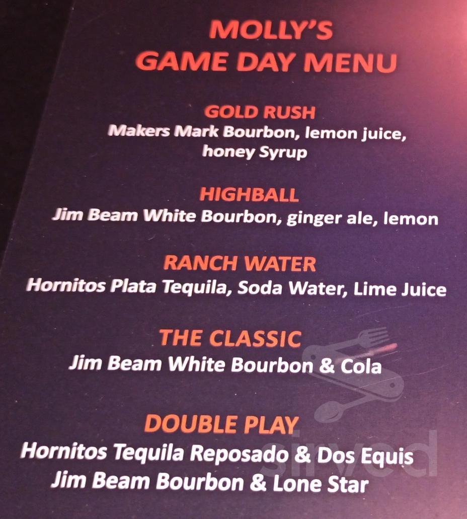 Molly's Pub menu in Houston, Texas, USA