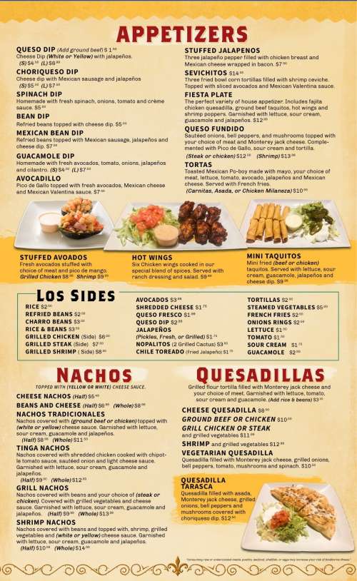 Don Tomas Mexican grill menu in Monroe, Louisiana, USA