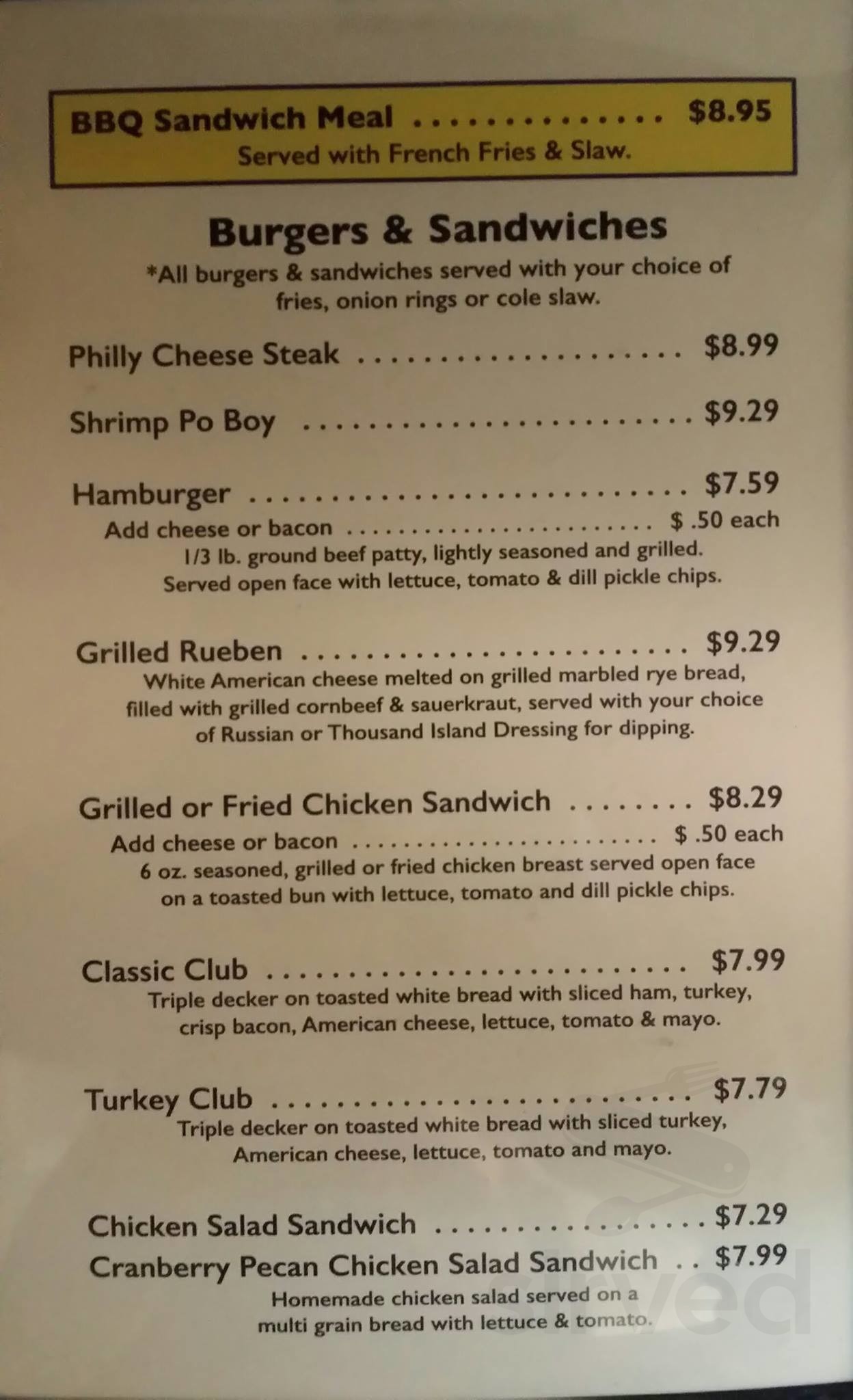 Peyton's Place LLC menu in Montgomery, Alabama, USA