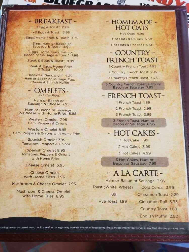 Ryder's Restaurant menu in New Wilmington, Pennsylvania, USA