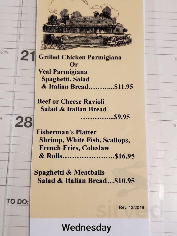 Ryder's Restaurant menus in New Wilmington, Pennsylvania, United States