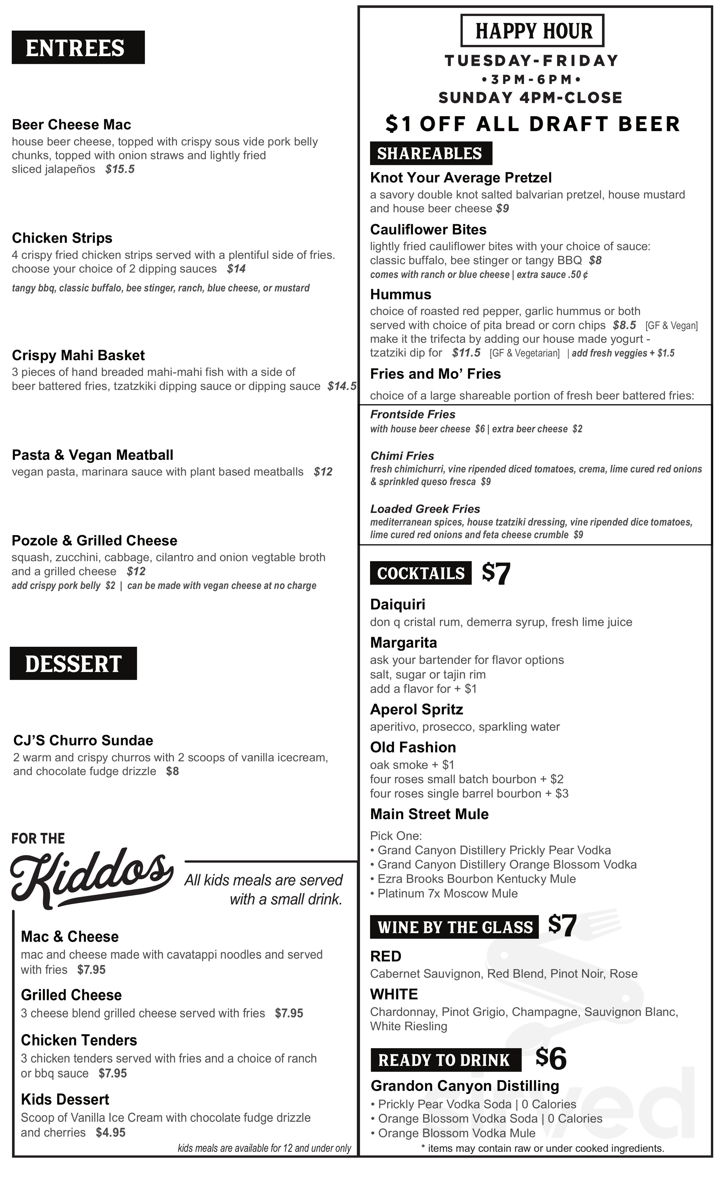 Menu - Mesa AZ's 12 West Brewing - Downtown Mesa | Sirved