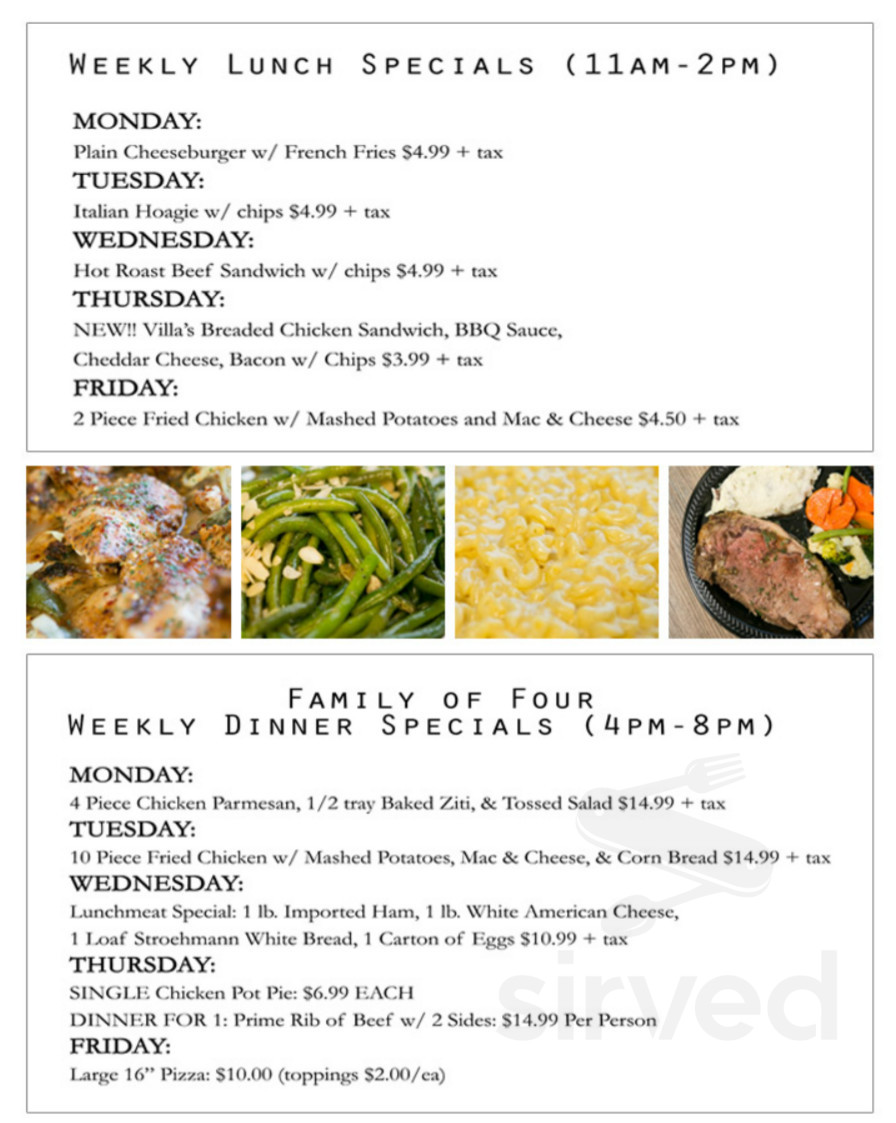 Menu for Villa Deli in Sicklerville, NJ | Sirved