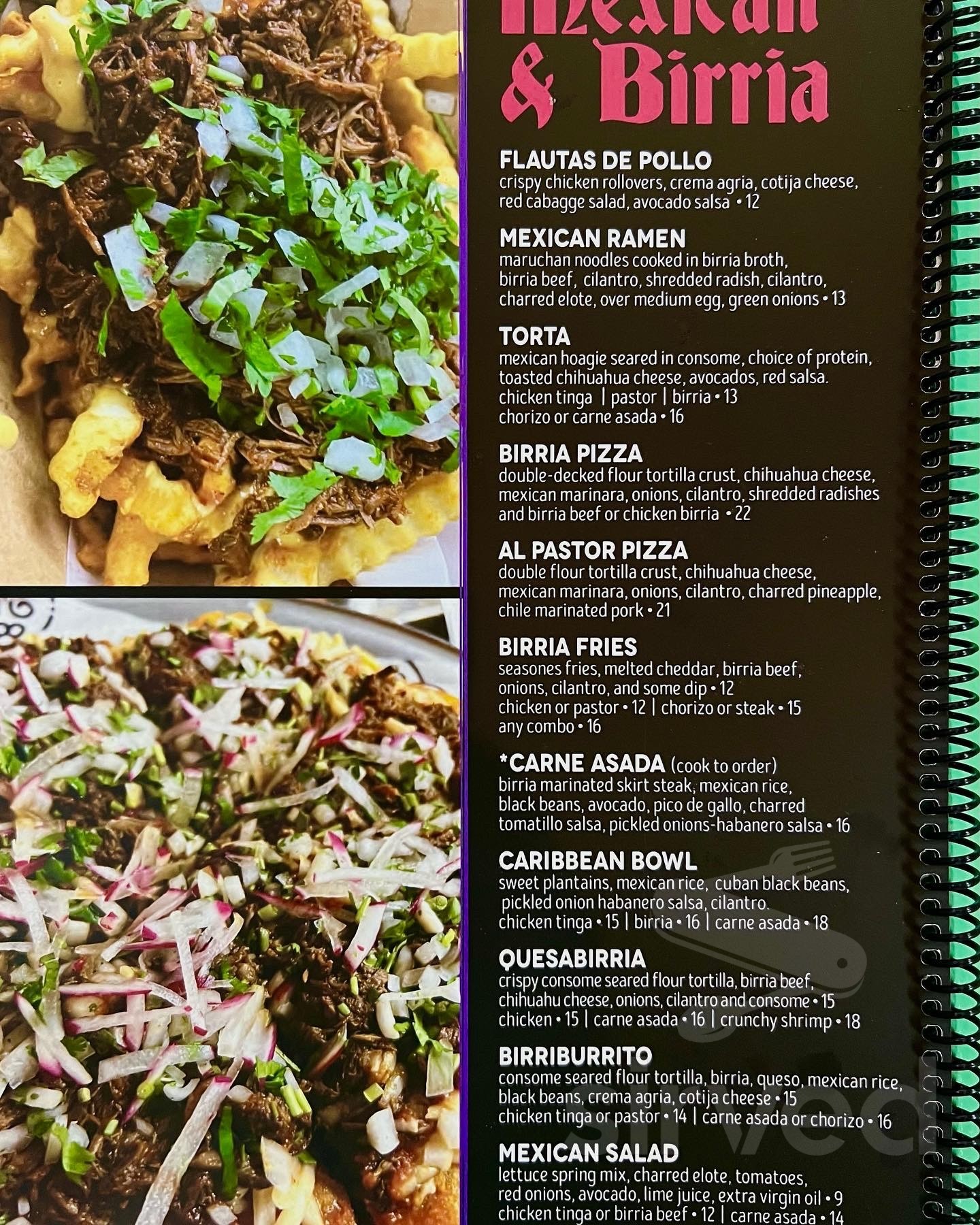 Birritaco menu in Concord, North Carolina, USA