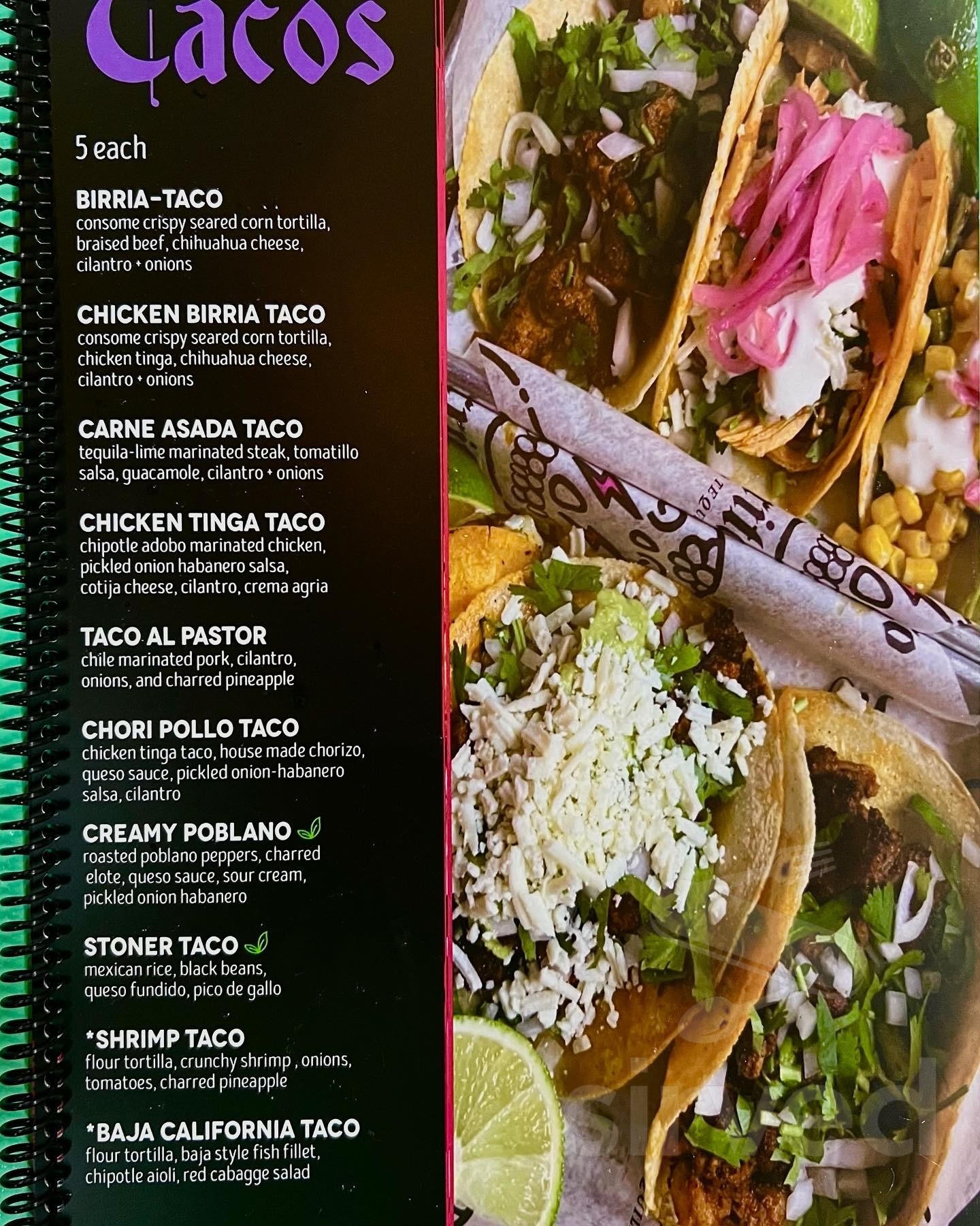 Birritaco menu in Concord, North Carolina, USA