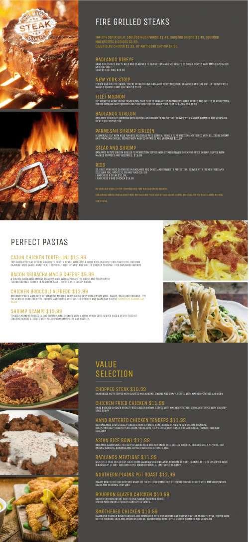 Badlands Restaurant and Bar menu in Minot, North Dakota, USA