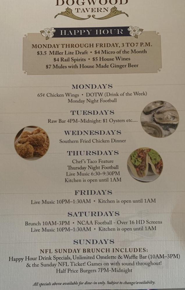 Dogwood Tavern menu in Falls Church, Virginia, USA